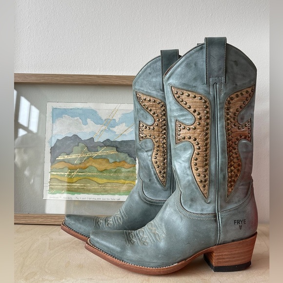Frye | Shoes | Frye Blue Studded Vintage Daisy Duke Boots 7 | Poshmark